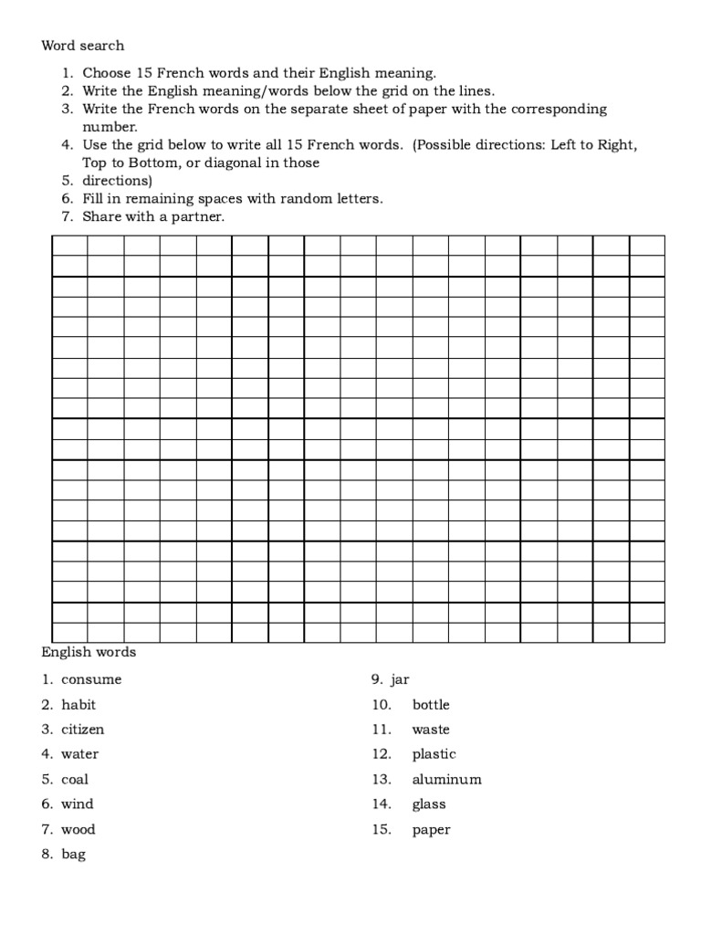French-English Word Search Activity | PDF