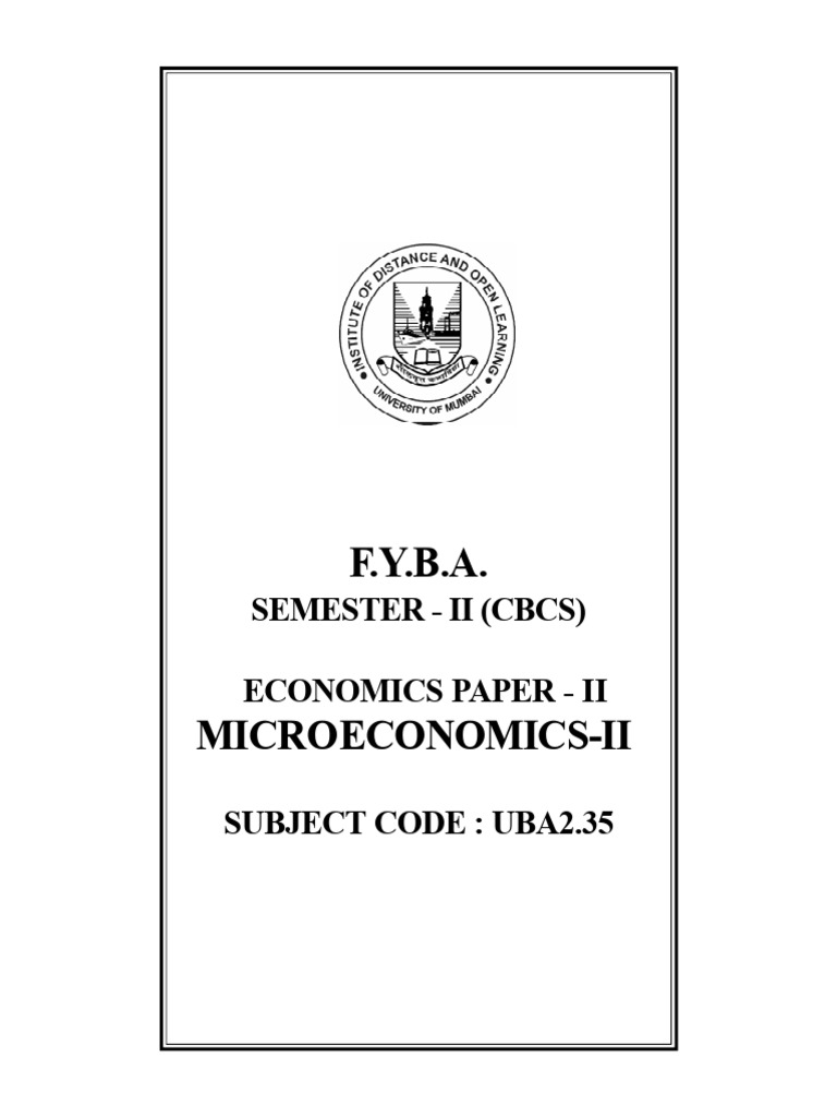 Economics Paper II Microeconomics II English Version | PDF | Production ...