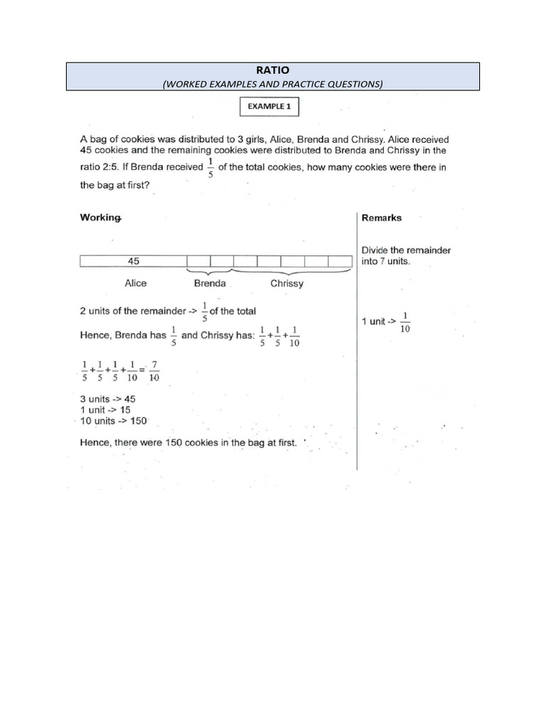 P5 Maths Ratio Notes and Example Questions | PDF