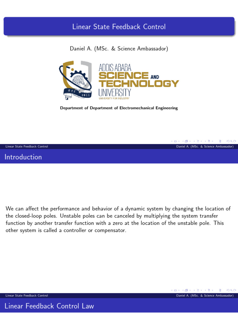 MCS 3. State Feedback Control | PDF | Control Theory | Matrix (Mathematics)