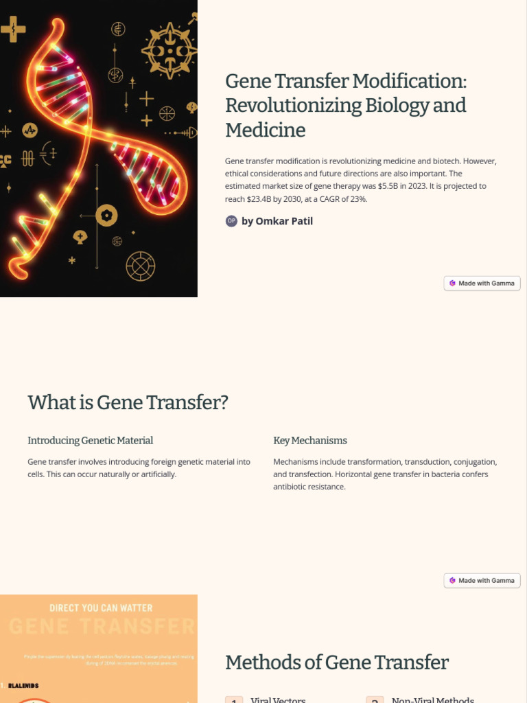 Gene Transfer Modification Revolutionizing Biology and Medicine | PDF | Gene Therapy | Genetic ...