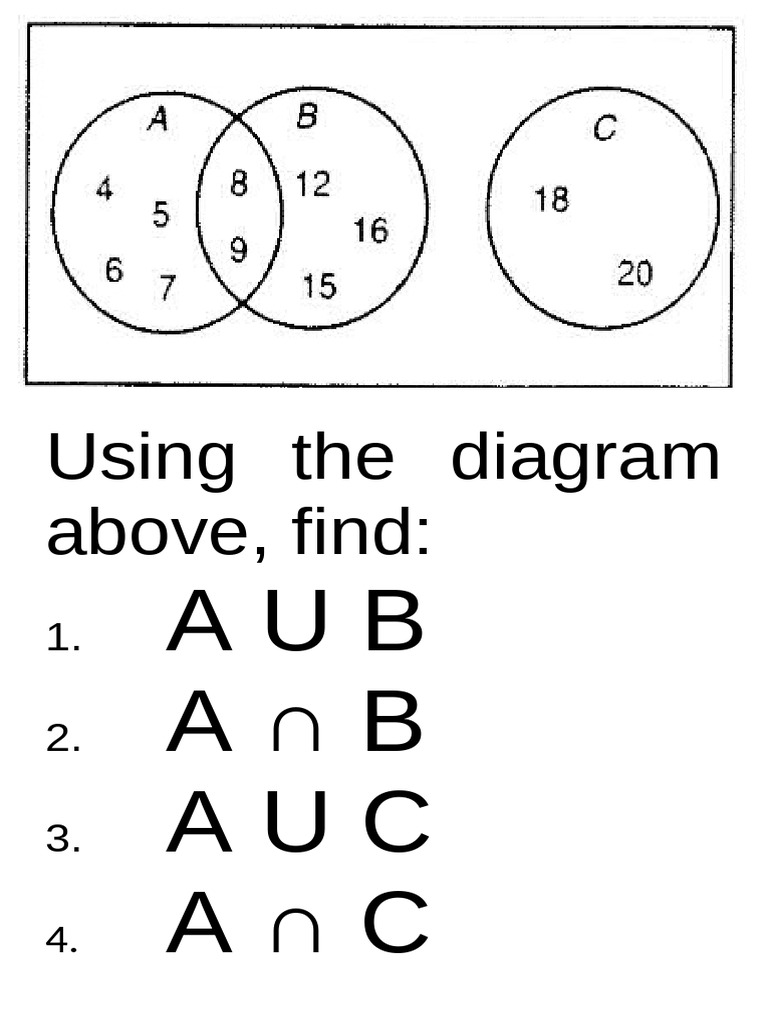 Using The Diagram Above, Find:: AUB A B AUC A C | PDF