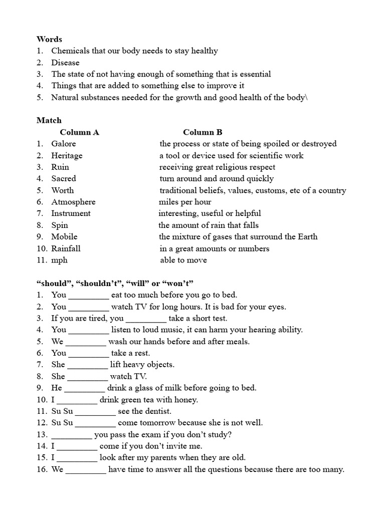 Grade 7 Final Test Revision | PDF