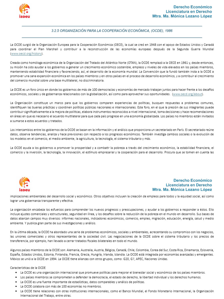 Historia y Función de la OCDE | PDF | Balance presupuestario del ...