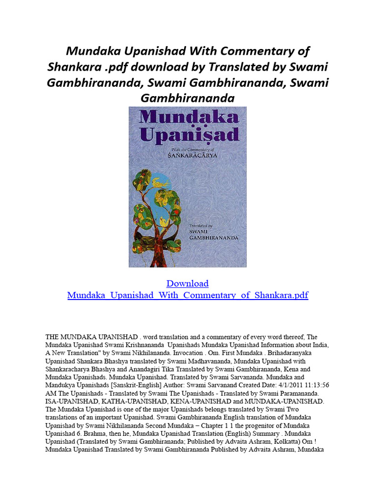 Mundaka Upanishad With Commentary of Shankara | PDF