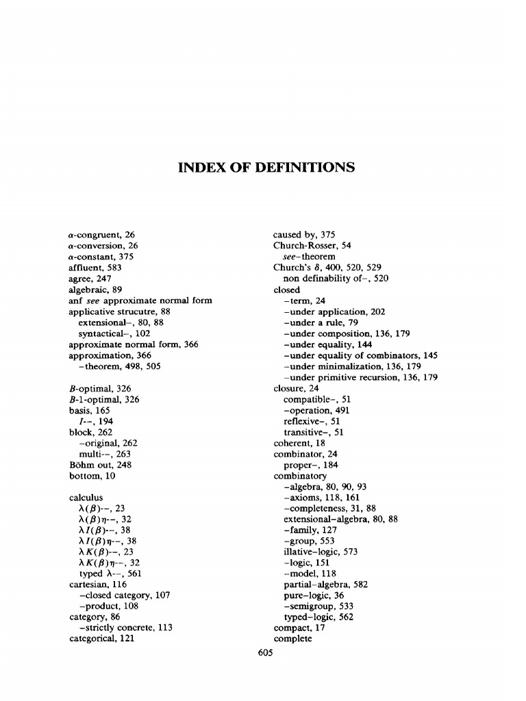 Index of Definitions 1984 Studies in Logic and The Foundations of ...