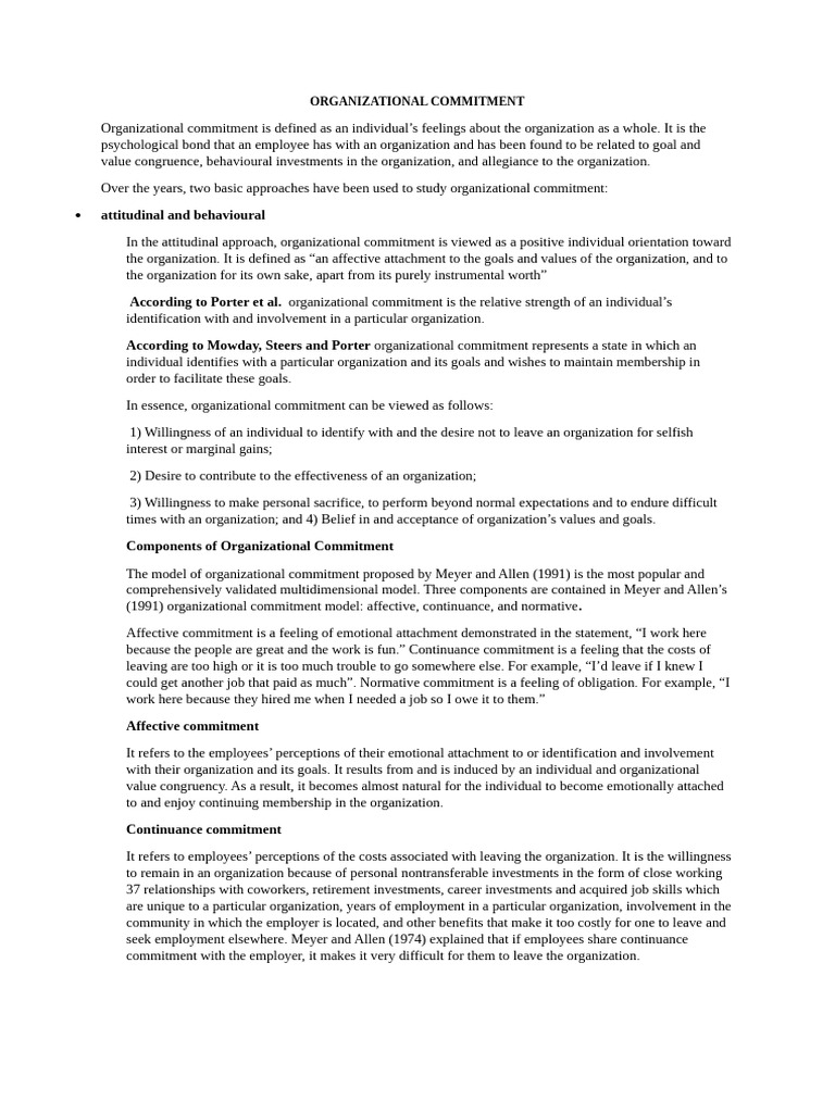Organizational Commitment | PDF | Motivational | Motivation