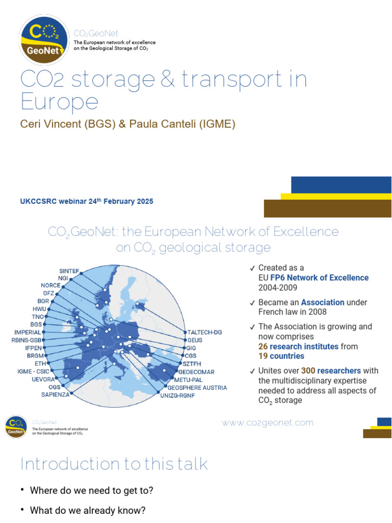 CO2GeoNet CO2 Storage in Europe For UKCCSRC 240225 - v3 | PDF | Carbon ...