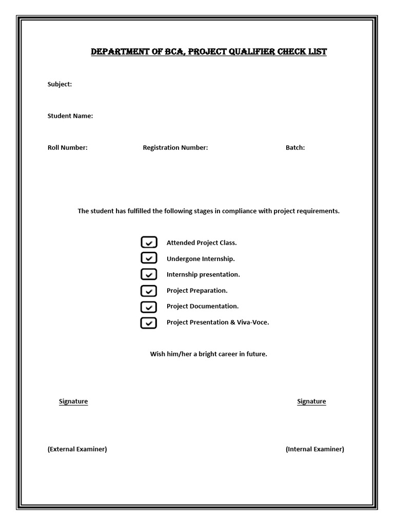 BCA Project Qualifier Checklist | PDF