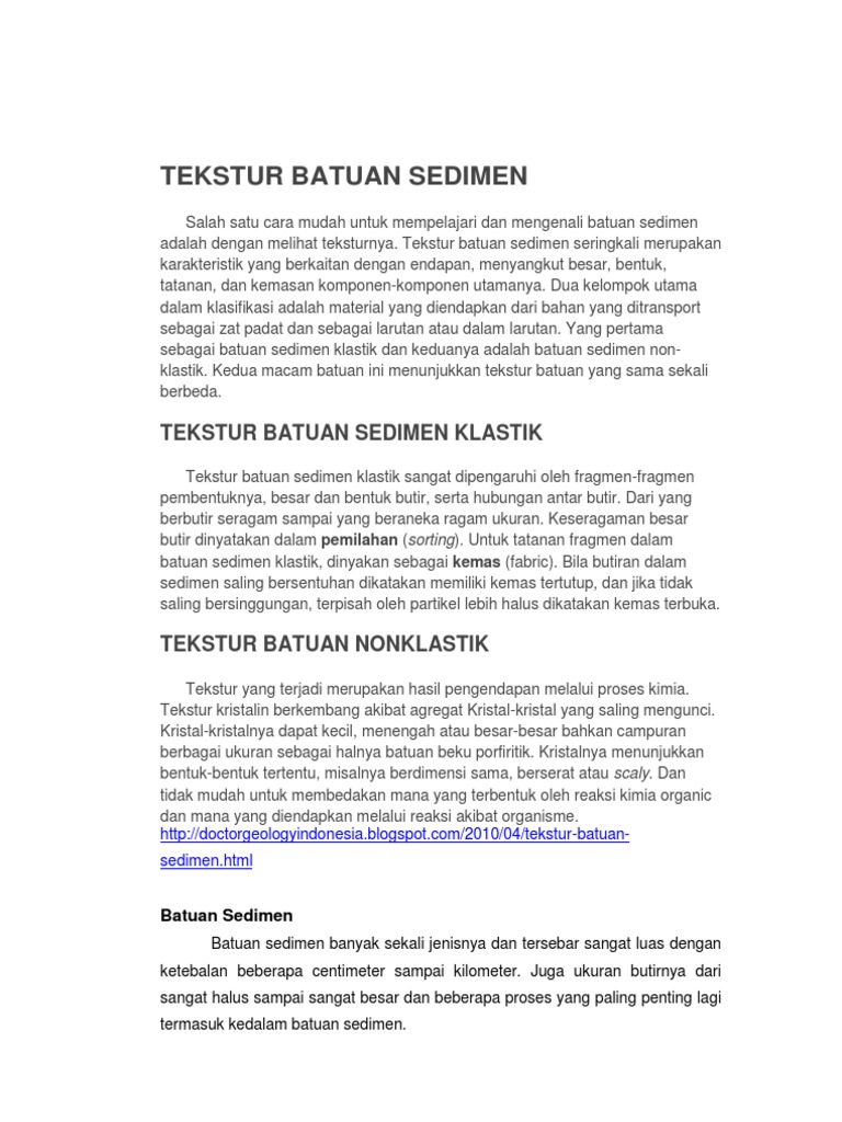 Tekstur Batuan Sedimen | PDF