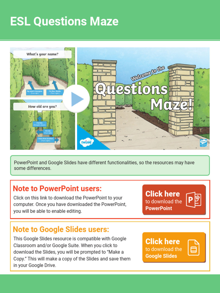 T Eal 102 Esl Beginner Level Questions Maze - Ver - 4 | PDF