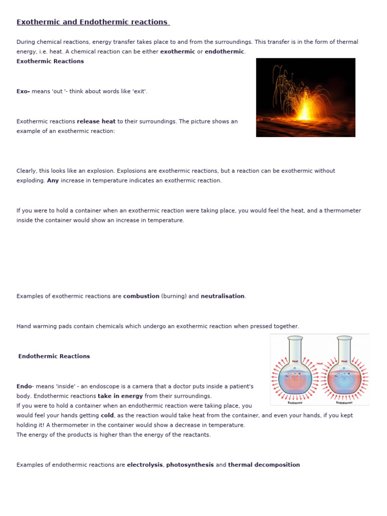 Exothermic vs Endothermic Reactions Explained | PDF