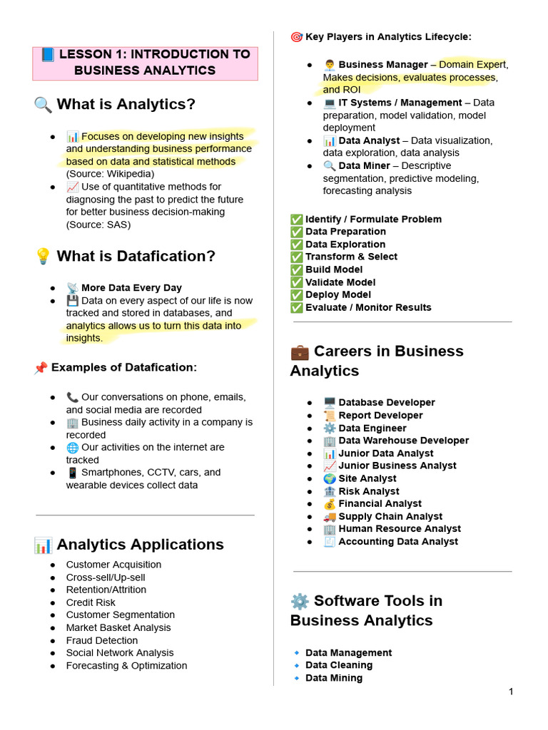 FUNDA-QUIZ-1-REVIEWER | PDF | Analytics | Sas (Software)