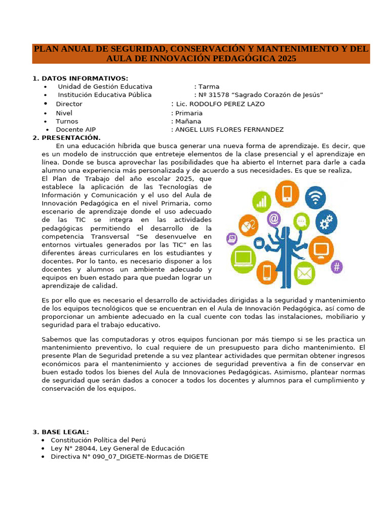 Plan AIP 2025: Seguridad y Mantenimiento | PDF | Salón de clases ...