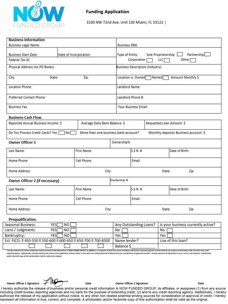 SBLAF Funding Application Form | PDF | Limited Liability Company | Loans