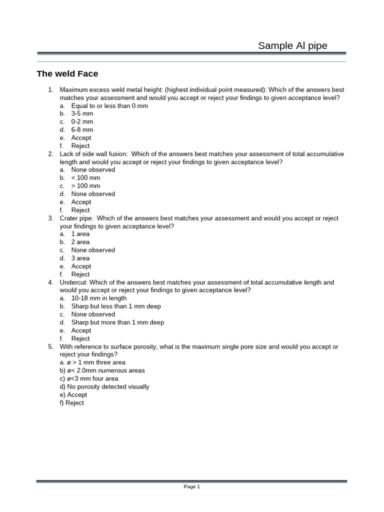 Assessment Criteria for Weld Quality | PDF | Porosity | Materials