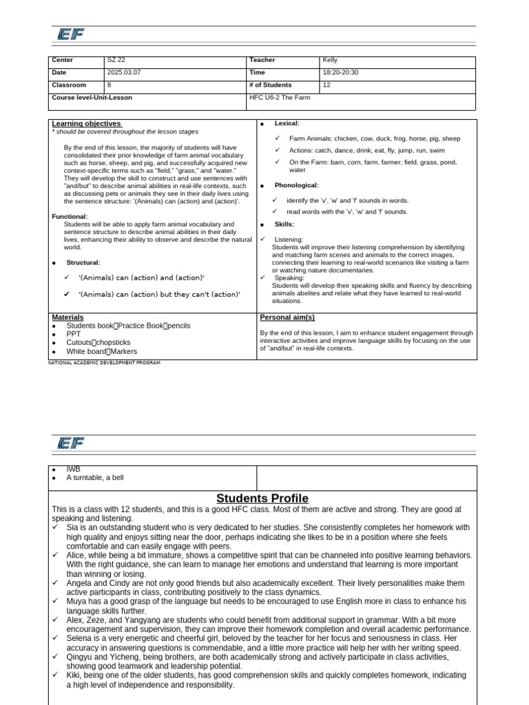 3.7 HFC U6-2 Lesson Plan | PDF