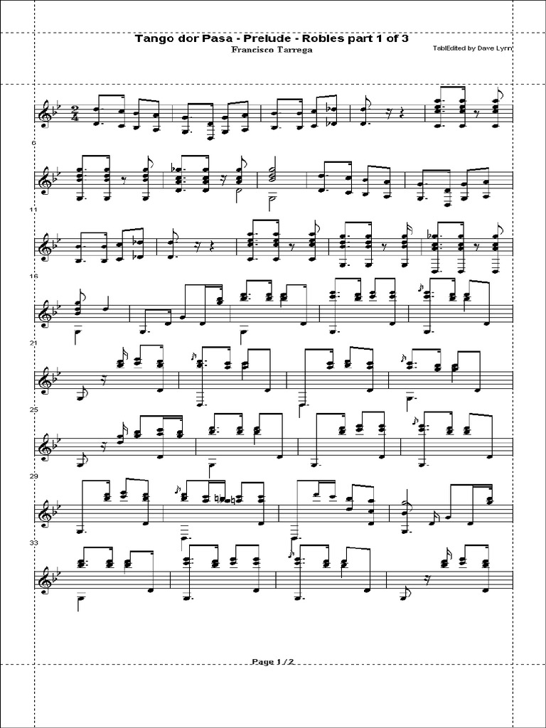 (Free Scores - Com) - Tarrega Francisco Tango Dor Pasa 1789 | PDF