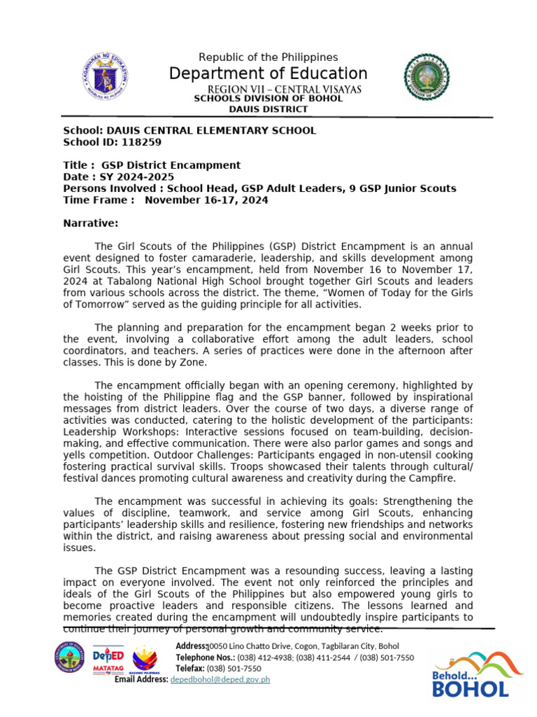 Dauis CES- Accomplishment Report | PDF | Team Building