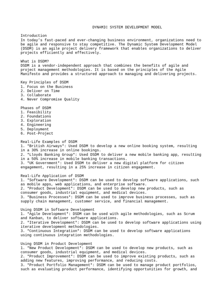 Dynamic System Development Model | PDF | Agile Software Development ...