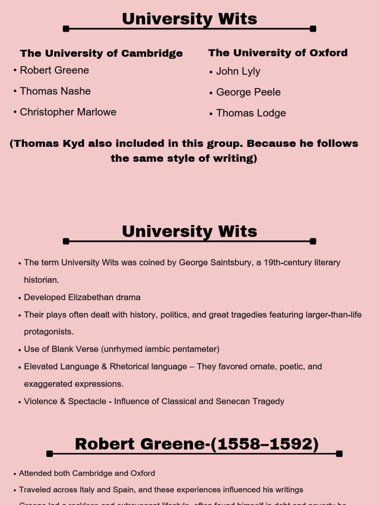 University Wits | PDF | English Renaissance