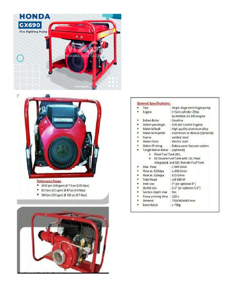 Pompa Portable Honda GX 690-25hp | PDF