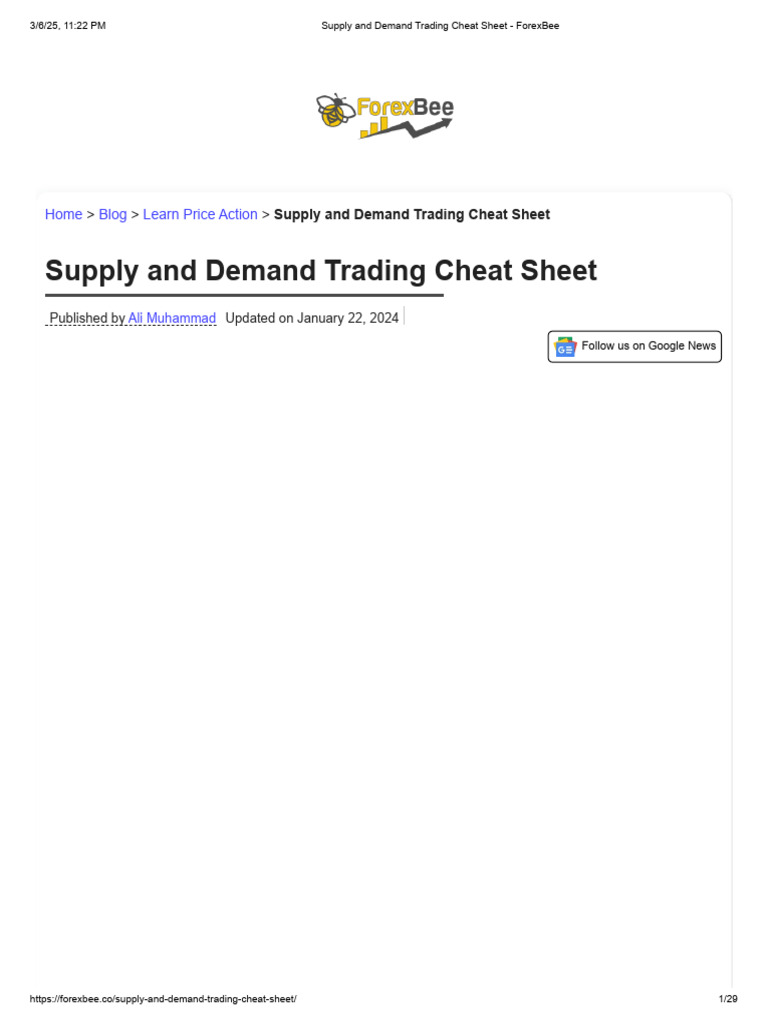 Supply and Demand Trading Cheat Sheet - ForexBee | PDF | Market Trend ...