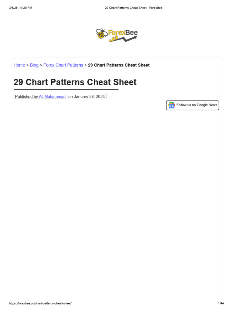 29 Chart Patterns Cheat Sheet - ForexBee | PDF | Market Trend | Technical Analysis
