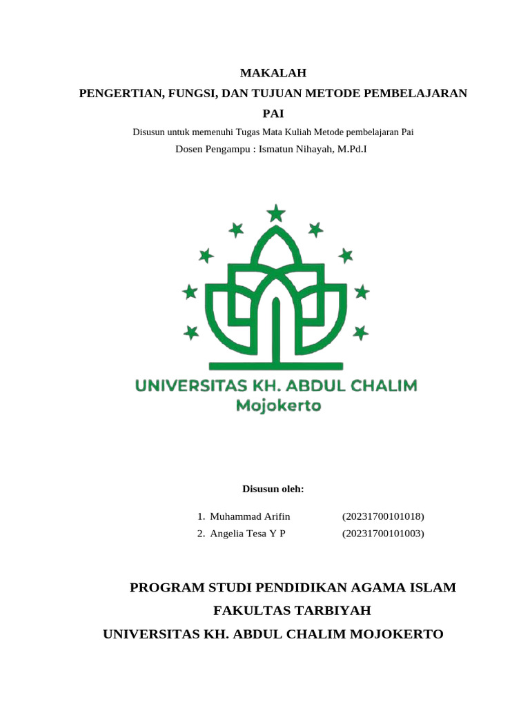Makalah_metode_pembelajaran_pai_kel.1_SMST_4 REVISI | PDF