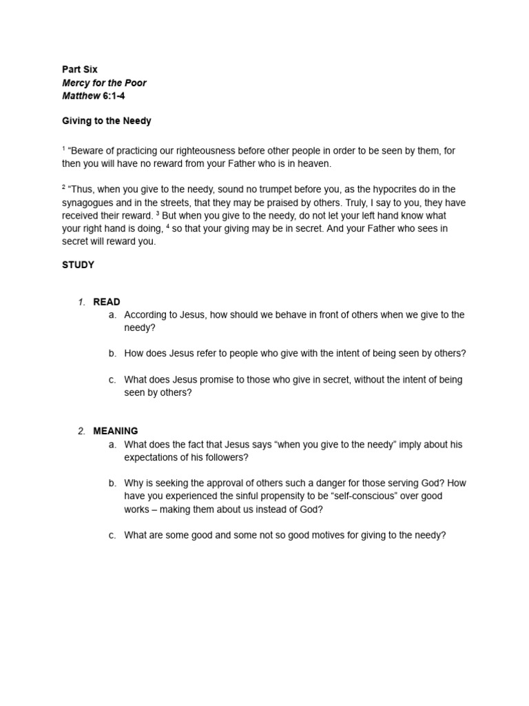 Sermon On The Mount Lesson Six | PDF | Jesus | Religious Belief And ...