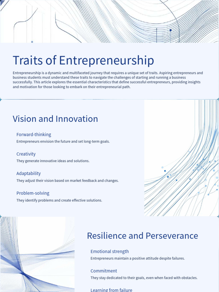 Traits of Entrepreneurship | PDF | Entrepreneurship | Motivational