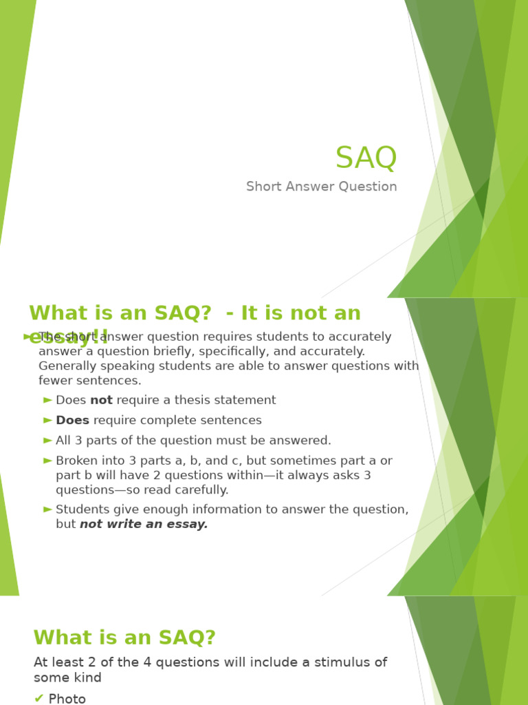 SAQs How To | PDF