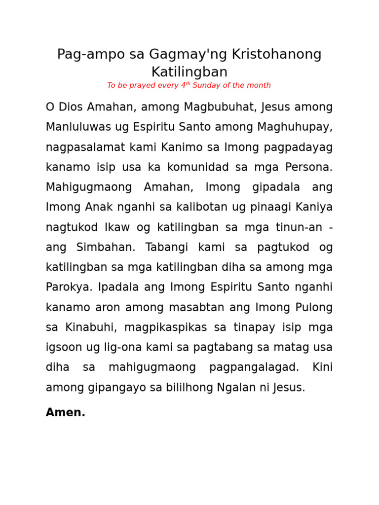 Prayers Every Sunday of The Month Before Dismissal of The Mass | PDF