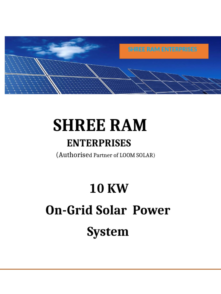 Ganesh Nagar 10kw On Grid Quotation | PDF | Solar Power | Photovoltaic ...