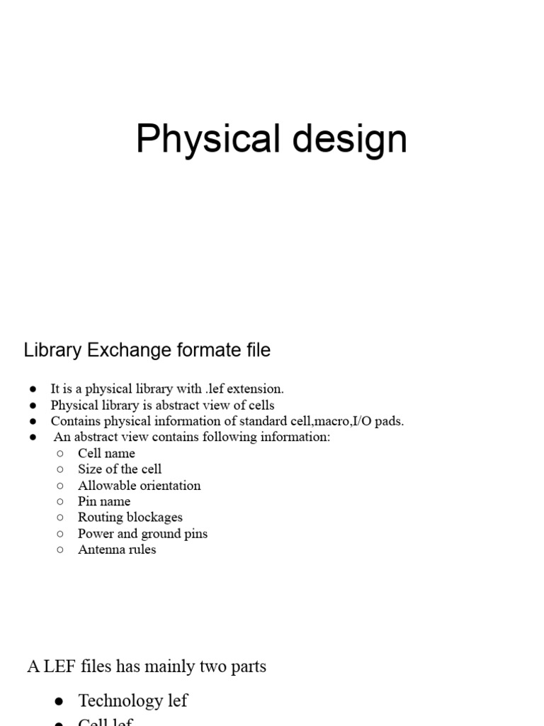 Physical Design Inputs | PDF
