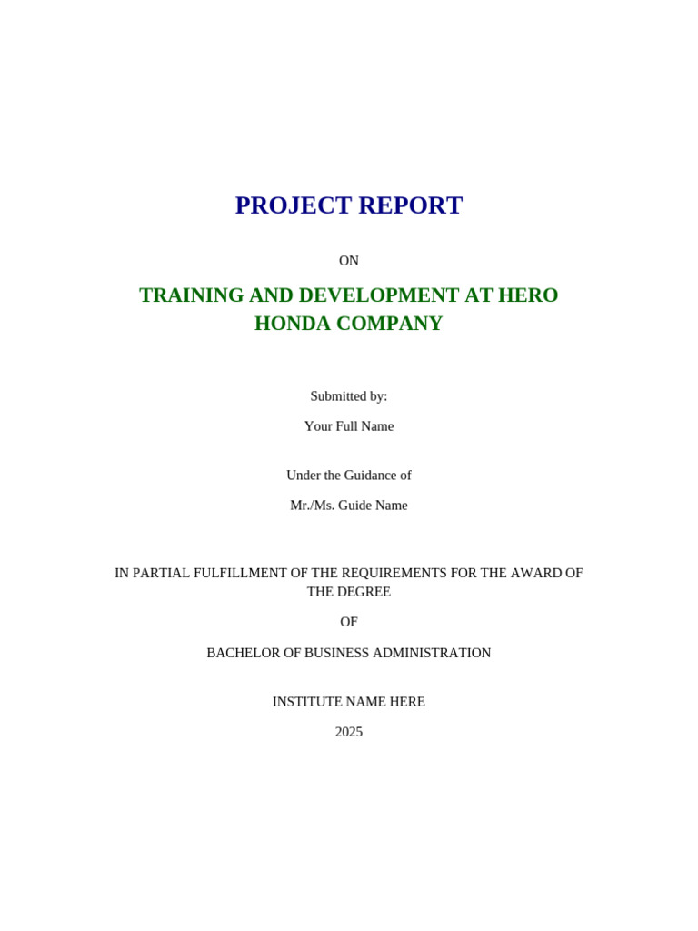 Improved Training and Development Hero Honda | PDF