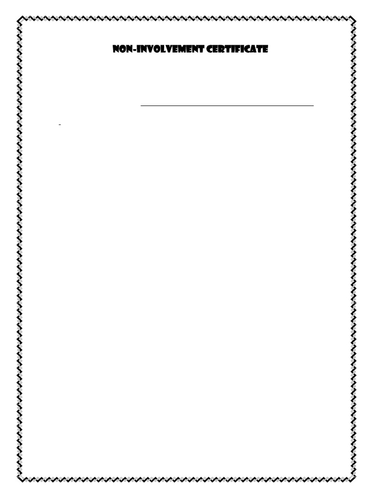 Non-Involvement Certificate Template | PDF