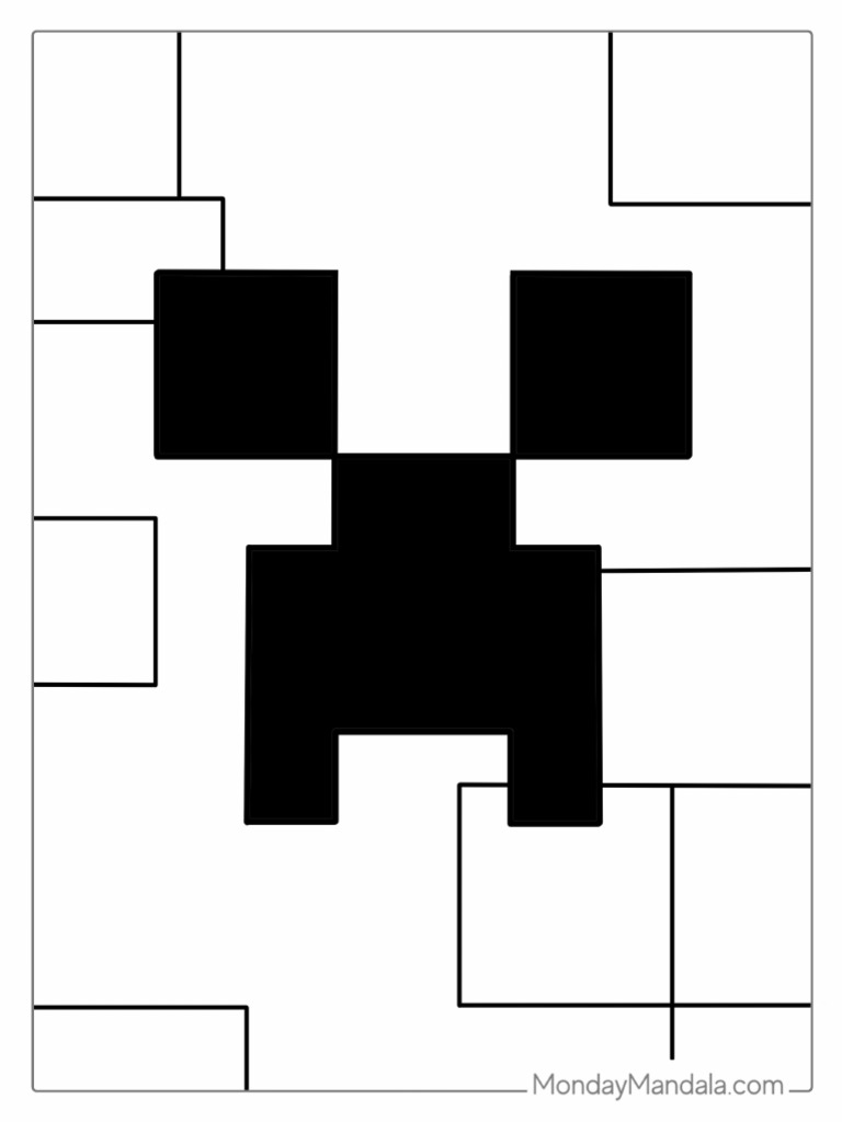 Minecraft Face Logo Coloring Sheet For Kids | PDF