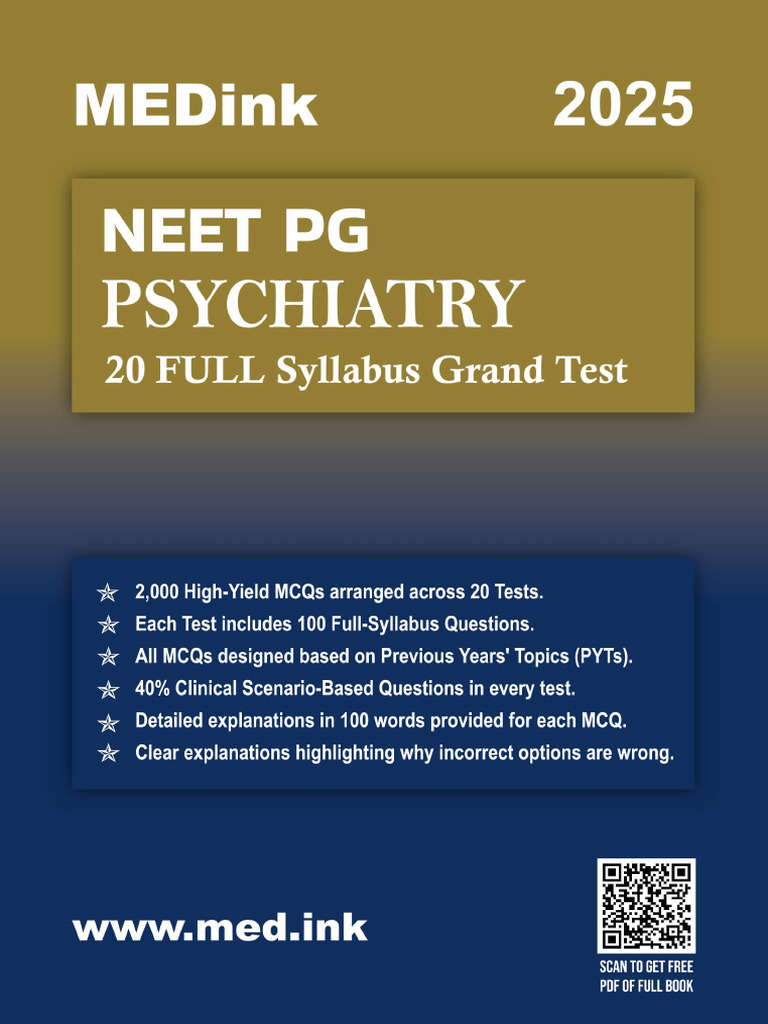 Neet PG Psychiatry Book 2025 | PDF | Panic Disorder | Mental Disorder