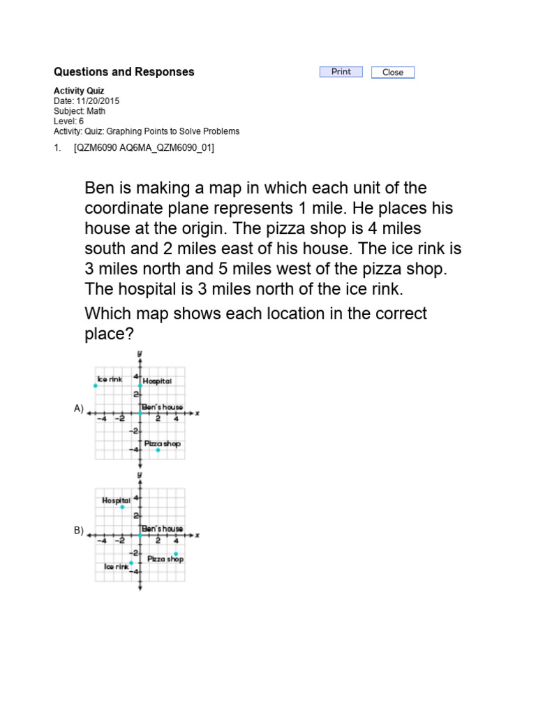 Activity Quiz - Graphing Points To Solve Problems | PDF