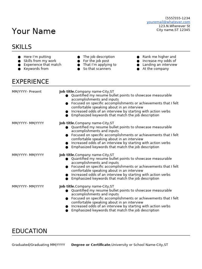 Simple Resume Google Docs Template | PDF | Résumé | Business Documents