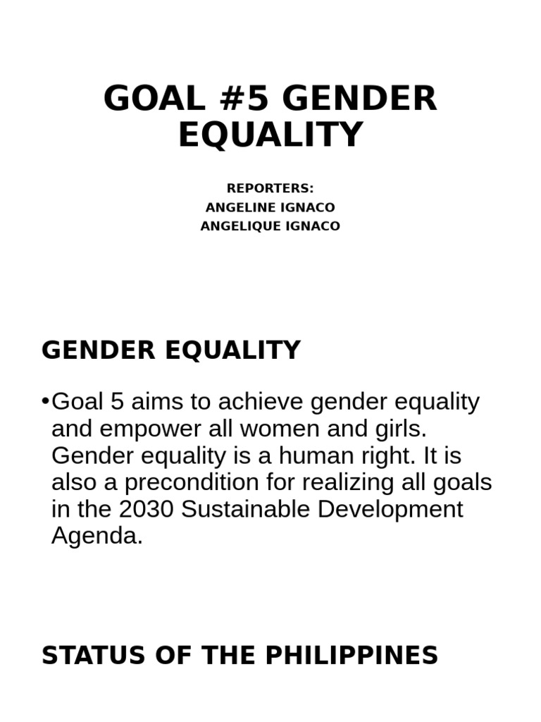 Goal 5 Gender Equality | PDF | Gender And Development | Gender