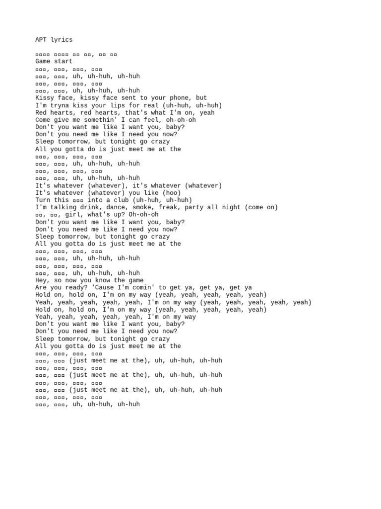 APT Lyrics | PDF