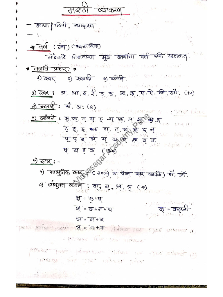Marathi Grammar Notes PDF Download | PDF