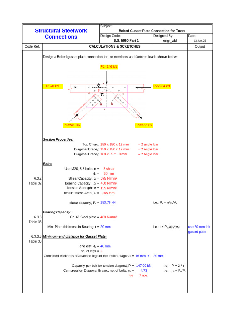 Gusset Plate Connection For Truss | PDF | Truss | Applied And ...