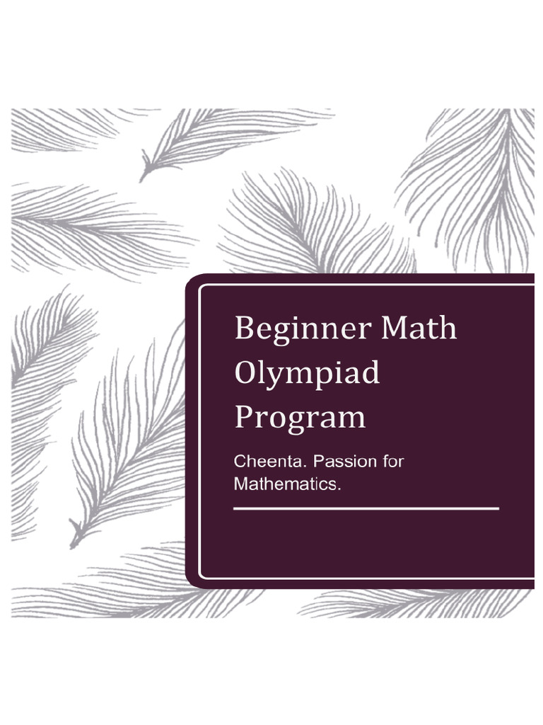 Cheenta ROE Level 3 Beginner Math Olympiad Program Prospectus 1 | PDF