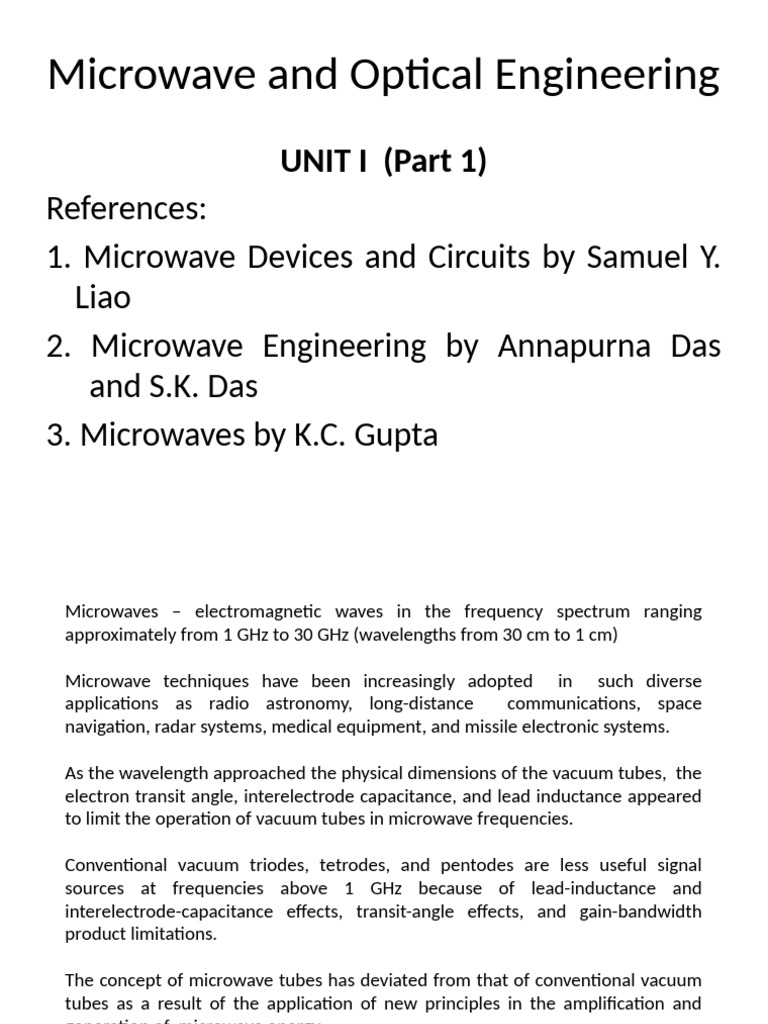 MOE-Unit- 1(part1) | PDF | Vacuum Tube | Microwave