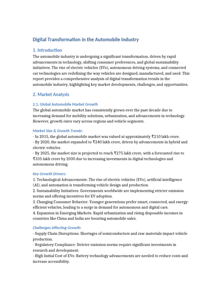 Digital Transformation in Automotive Industry | PDF | Electric Vehicle ...