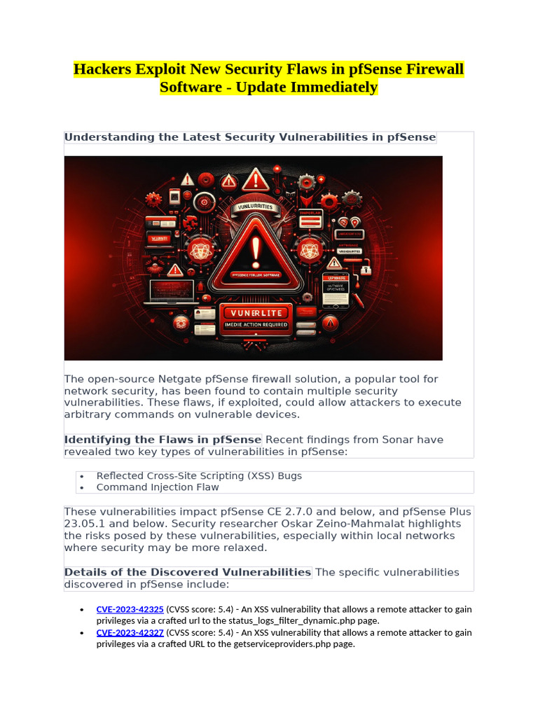 pfSense Security Flaws: Immediate Update Required | PDF | Security | Computer Security