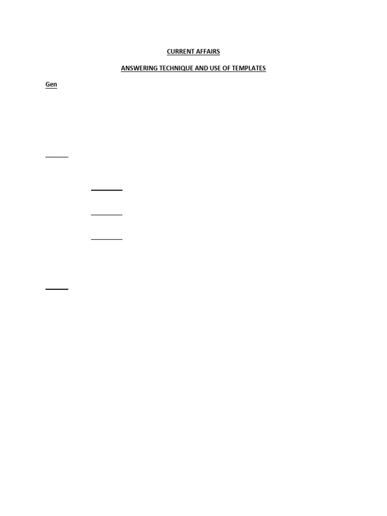 Current Affairs Templates | PDF | Question